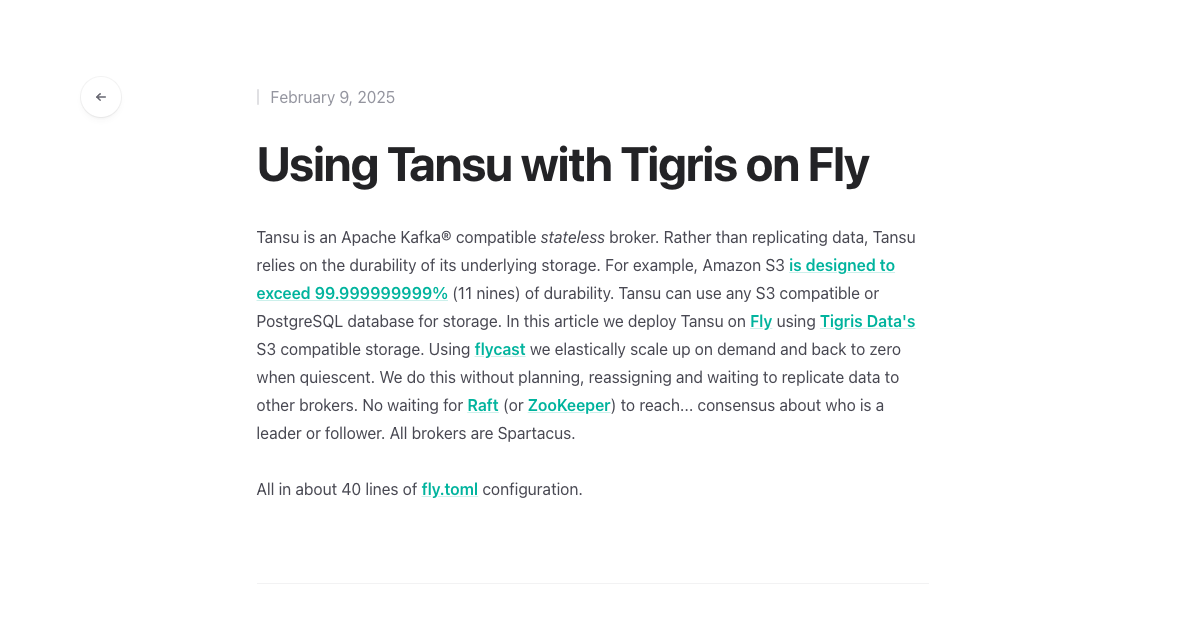 Using Tansu with Tigris on Fly