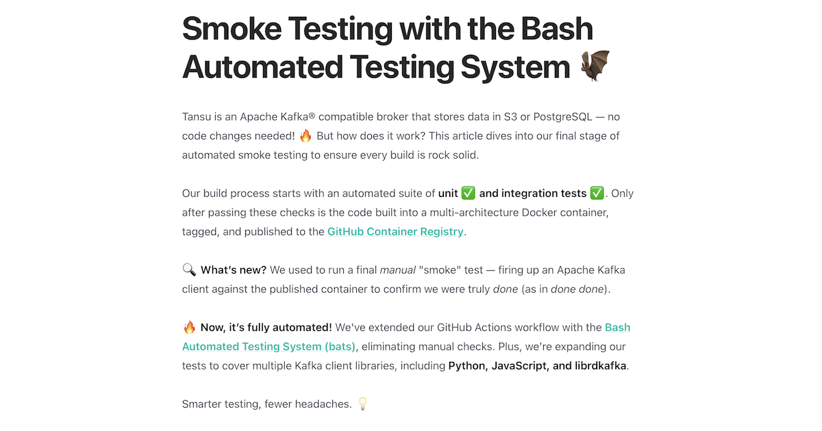 Smoke Testing with the Bash Automated Testing System 🦇